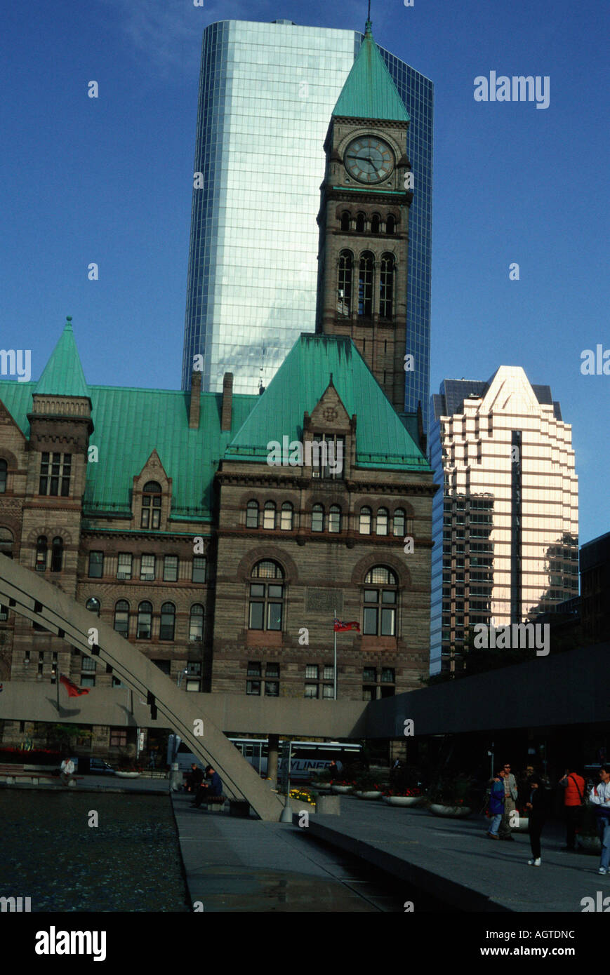 Church in front of tower block / Toronto Stock Photo - Alamy