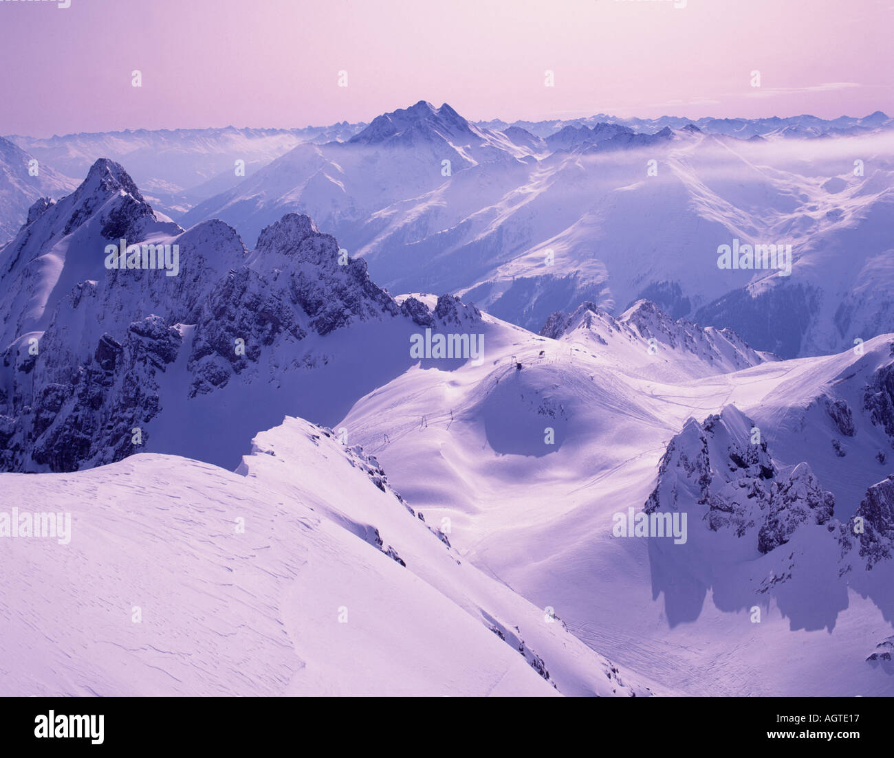 Austria The Austrian Alps from the summit of the Valuga at St Anton ...