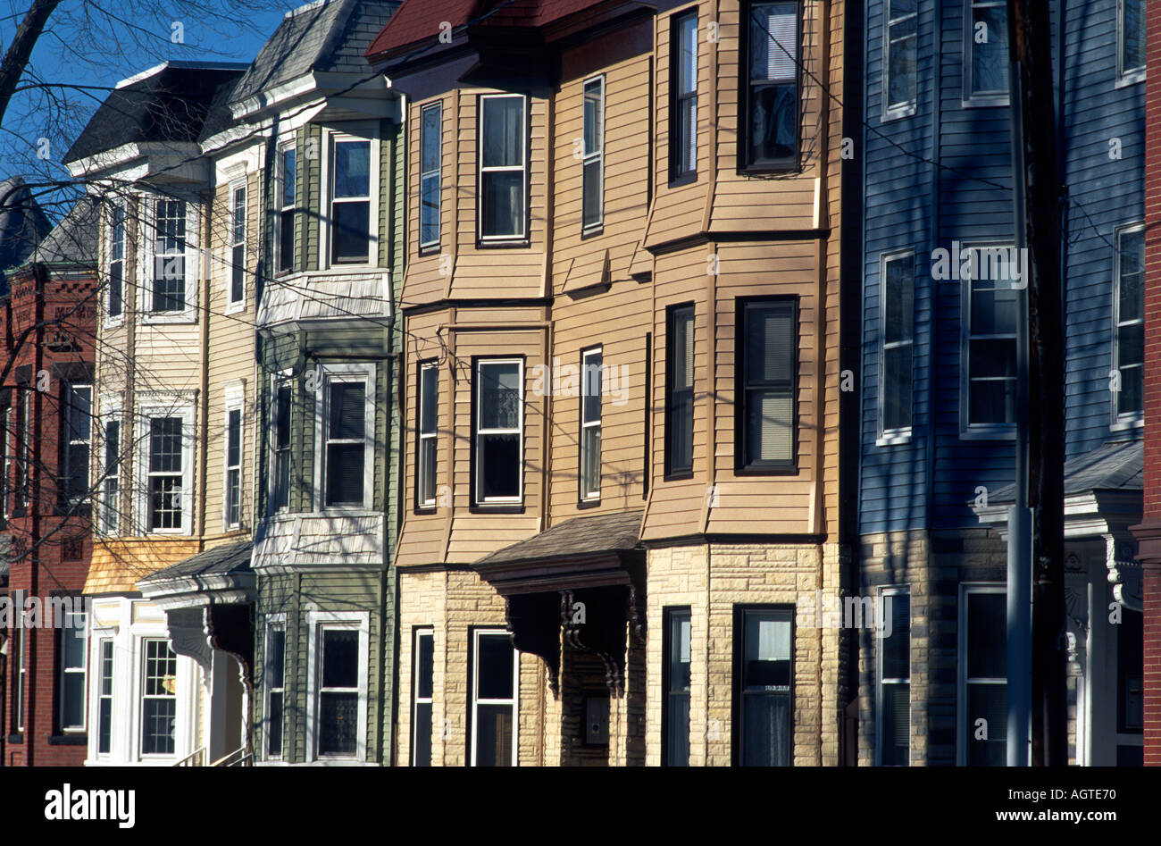 USA Boston Traditional timber fronted buildings in South Boston Stock ...