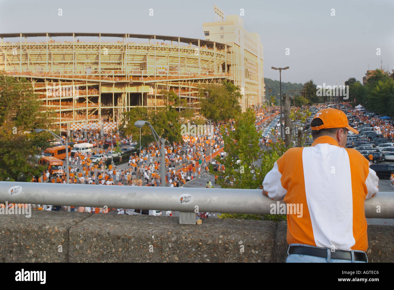 A Tennessee football fan overlooking the crowd before a University of ...