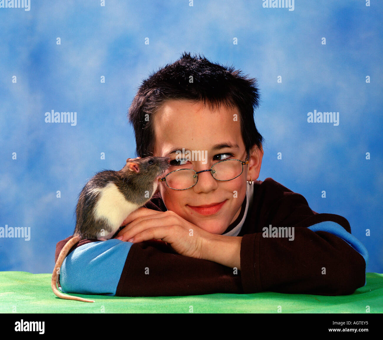 Boy with Domestic Rat Stock Photo - Alamy