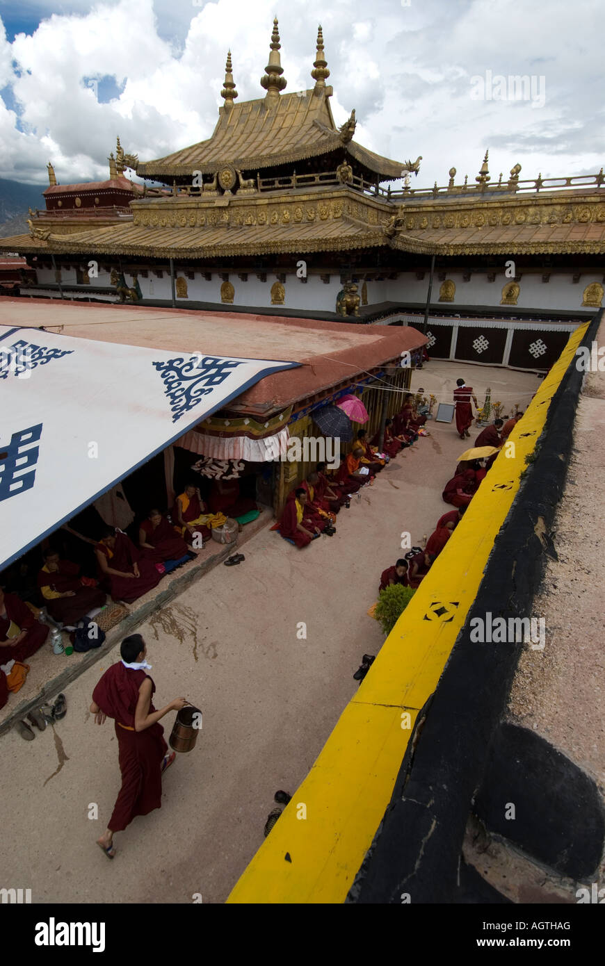 TIBET China Lhasa Buddhist pilgrims pray during a prayer festival ...