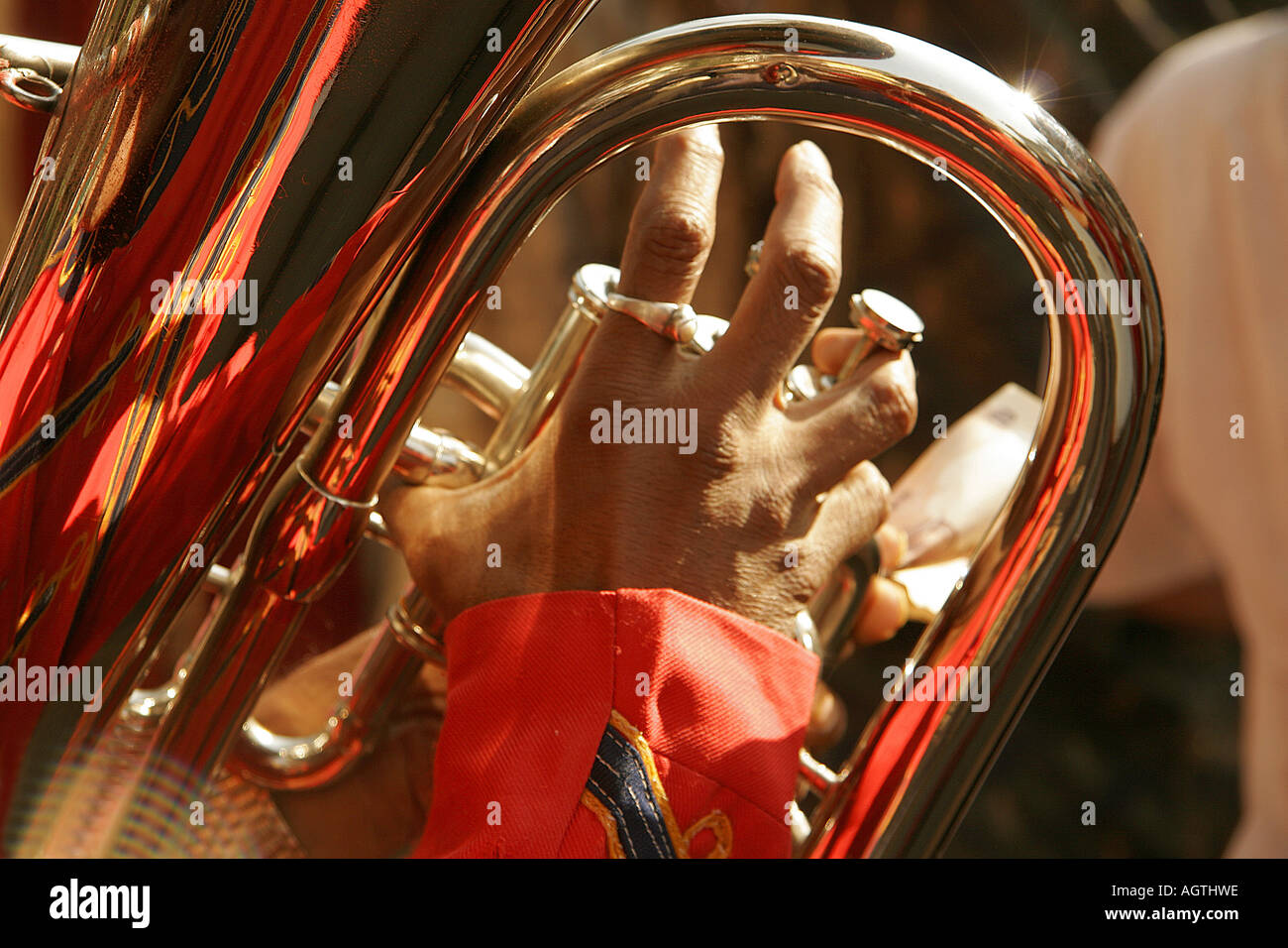 Musical instrument trumpet called Baja played during Indian marriage ...