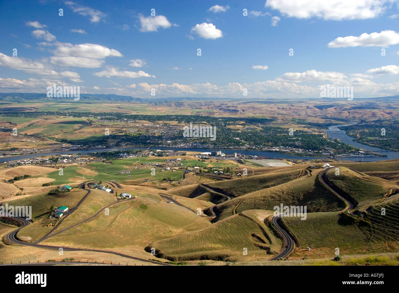 A view of Lewiston Idaho and Pullman Washington at the confluence of ...