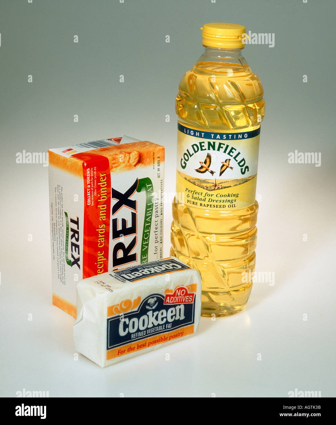 Vegetable oil products in retail packaging Stock Photo - Alamy