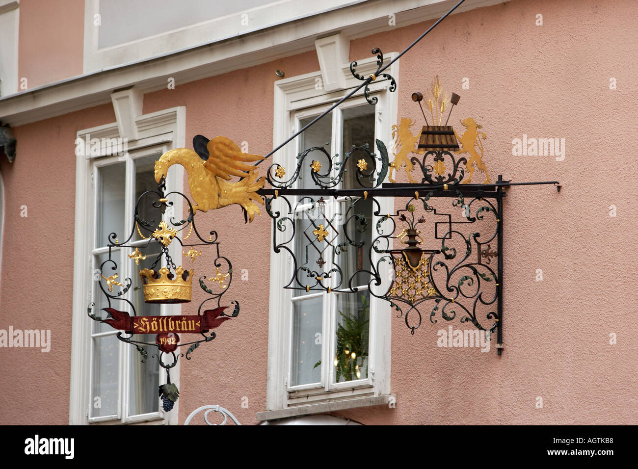 Ornate wrought iron sign on Judengasse Street in the Old Town of ...