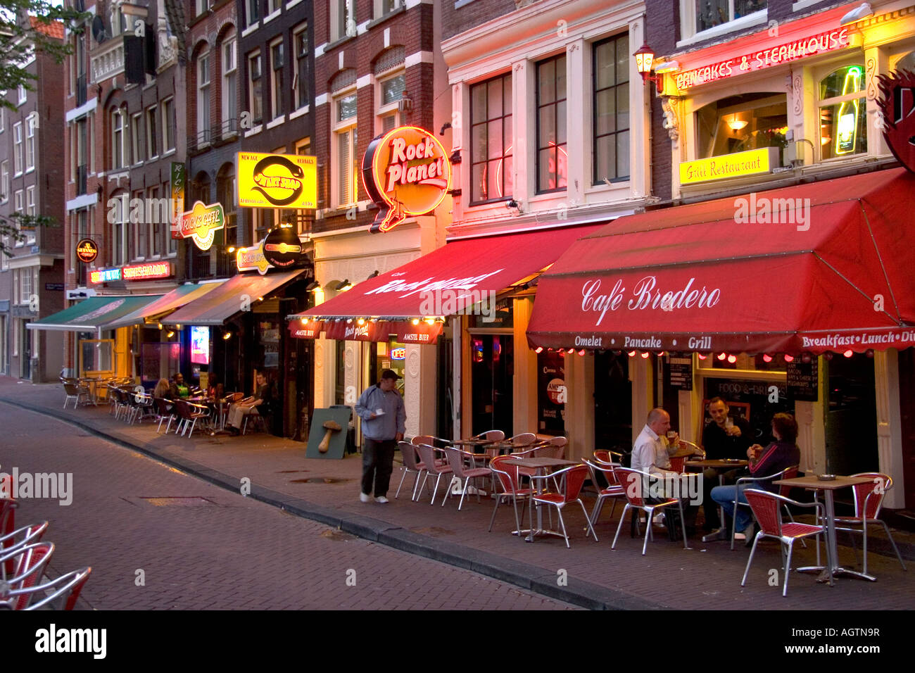 Exterior fronts of restaurants and cafes in Amsterdam Netherlands Stock ...