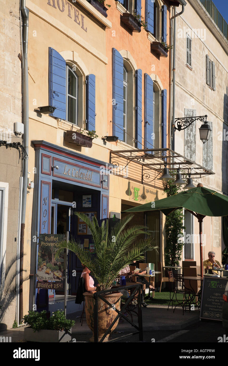 France Provence Arles street scene cafe typical architecture Stock ...