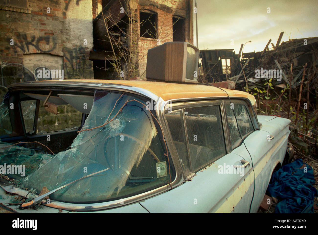 Junked Car, Coney Island, NY, USA Stock Photo - Alamy