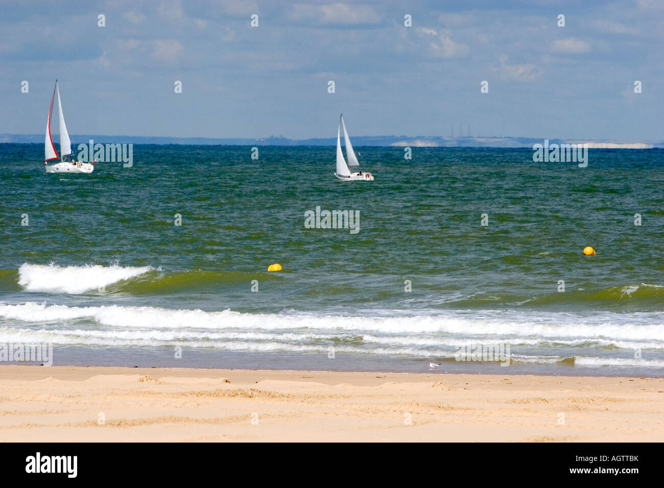 Sailboats in the Strait of Dover in the English Channel at Calais in ...