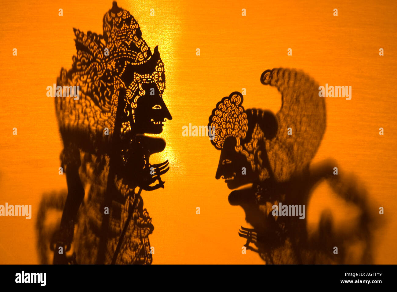 Theatre display of Balinese shadow puppets or Wayang Stock Photo - Alamy
