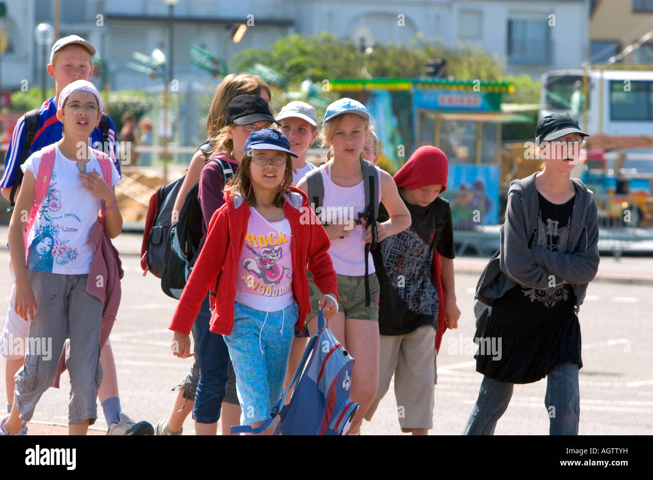French kids on holiday at the beach in Le Touqet Paris Plage in the ...