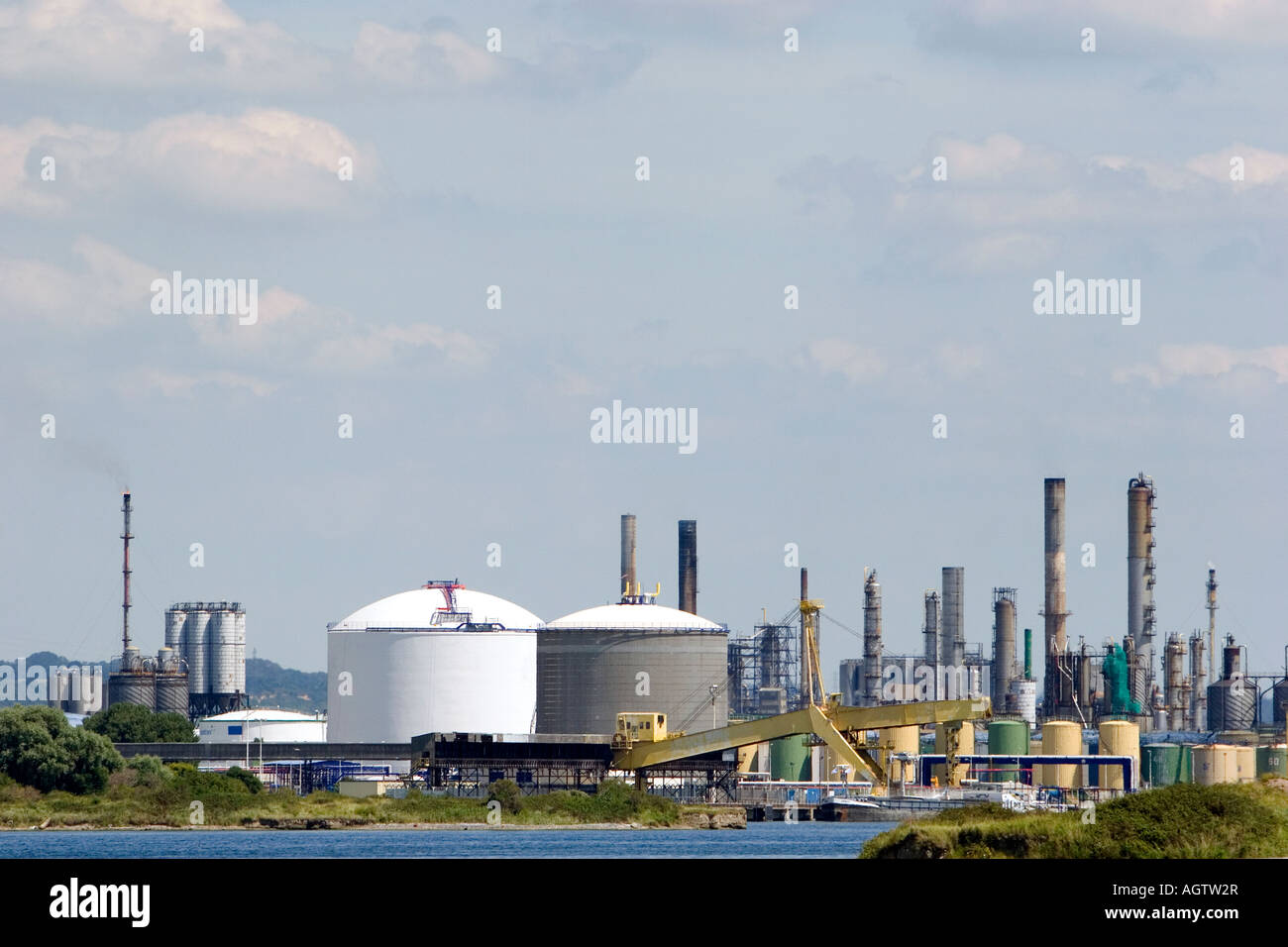 Oil refinery at Le Havre in the department of Seine Maritime Normandy ...