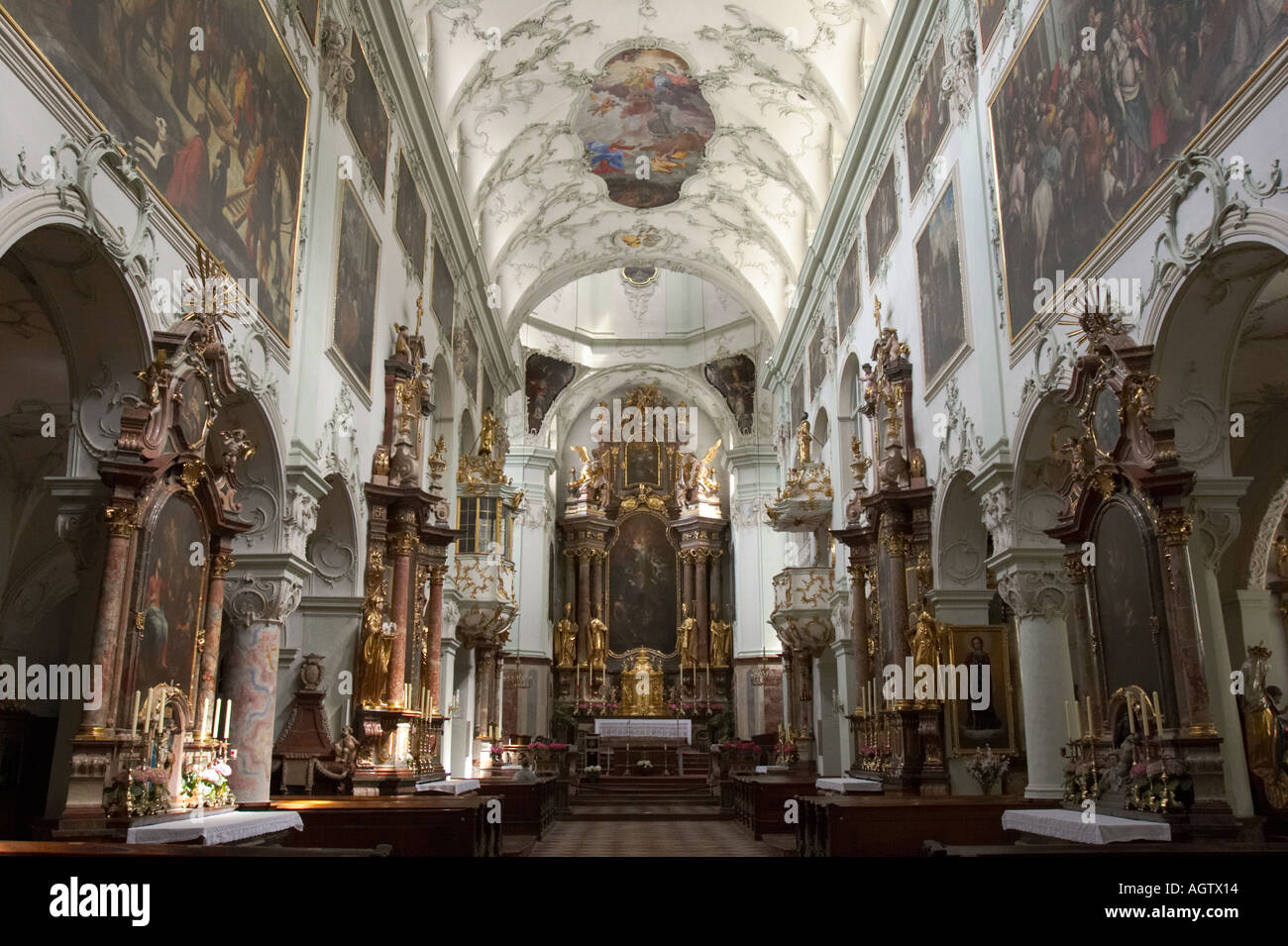 Nave and high altar of St Peter's Abbey Church. Salzburg, Austria Stock ...