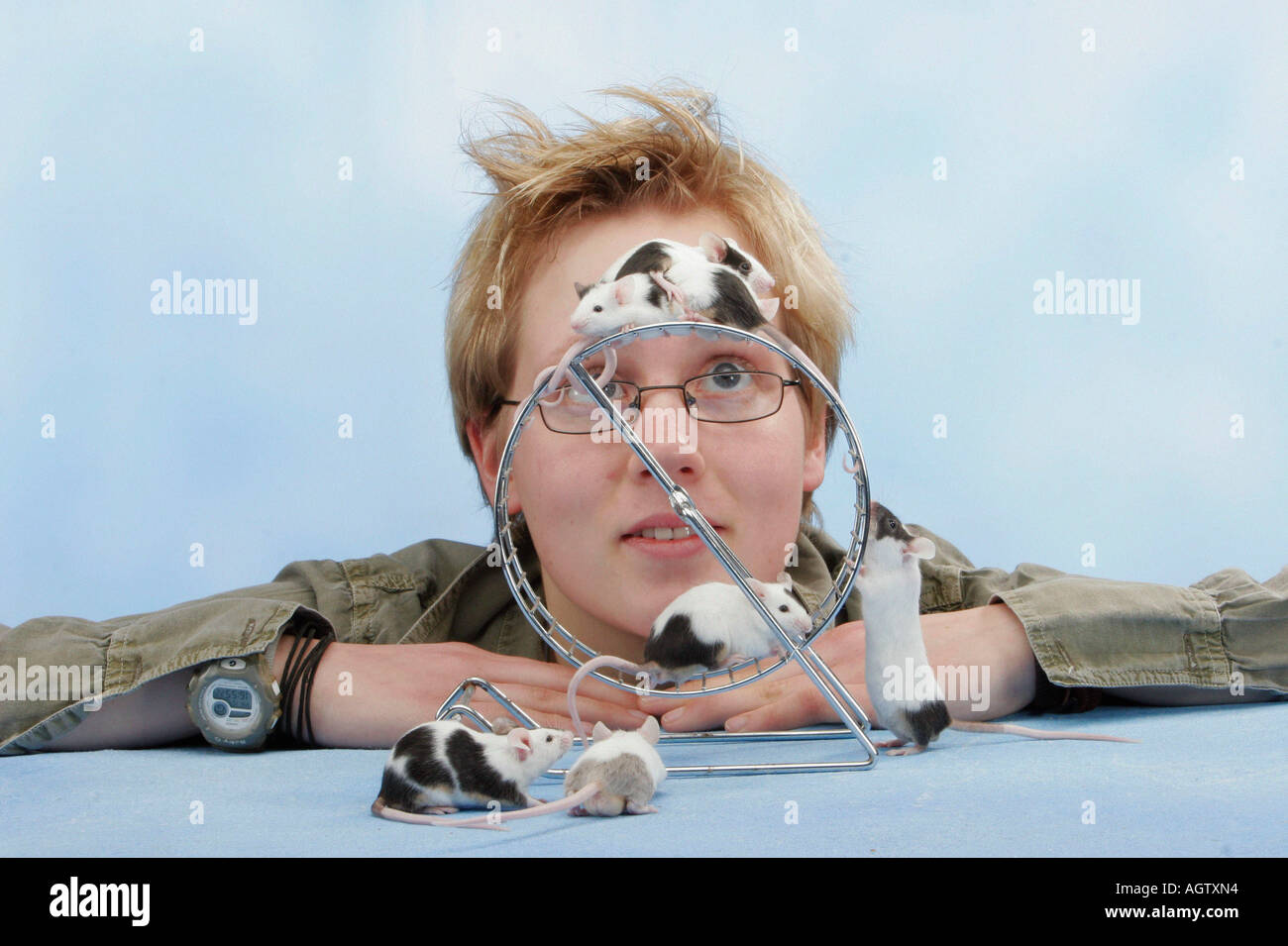 Boy and Domestic Mice Stock Photo - Alamy