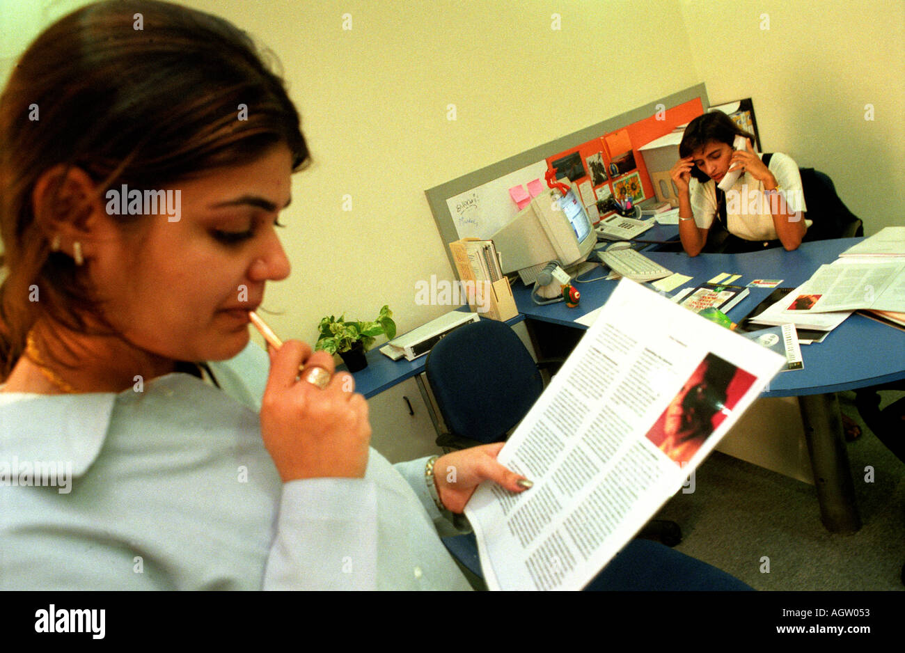 Female executives at work in their offices on the outskirts of Mumbai ...