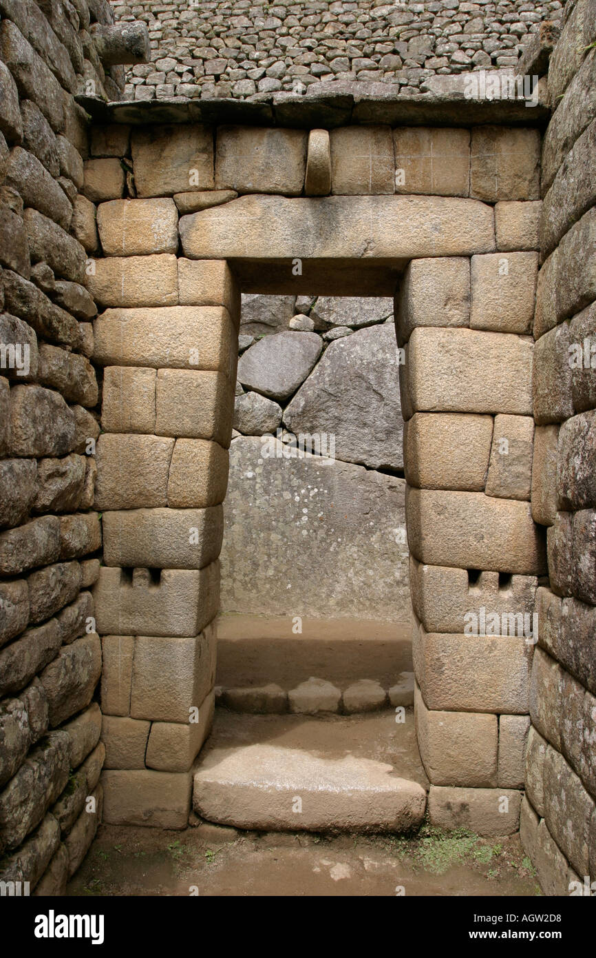 Doorway at Machupicchu Peru Stock Photo - Alamy
