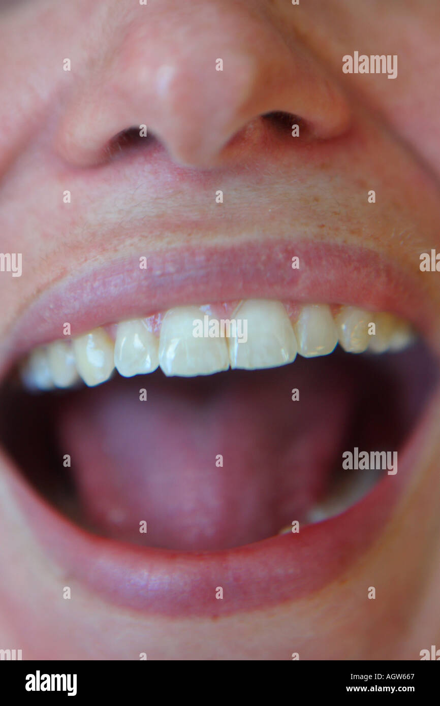 Woman Opening Her Mouth Stock Photo - Alamy