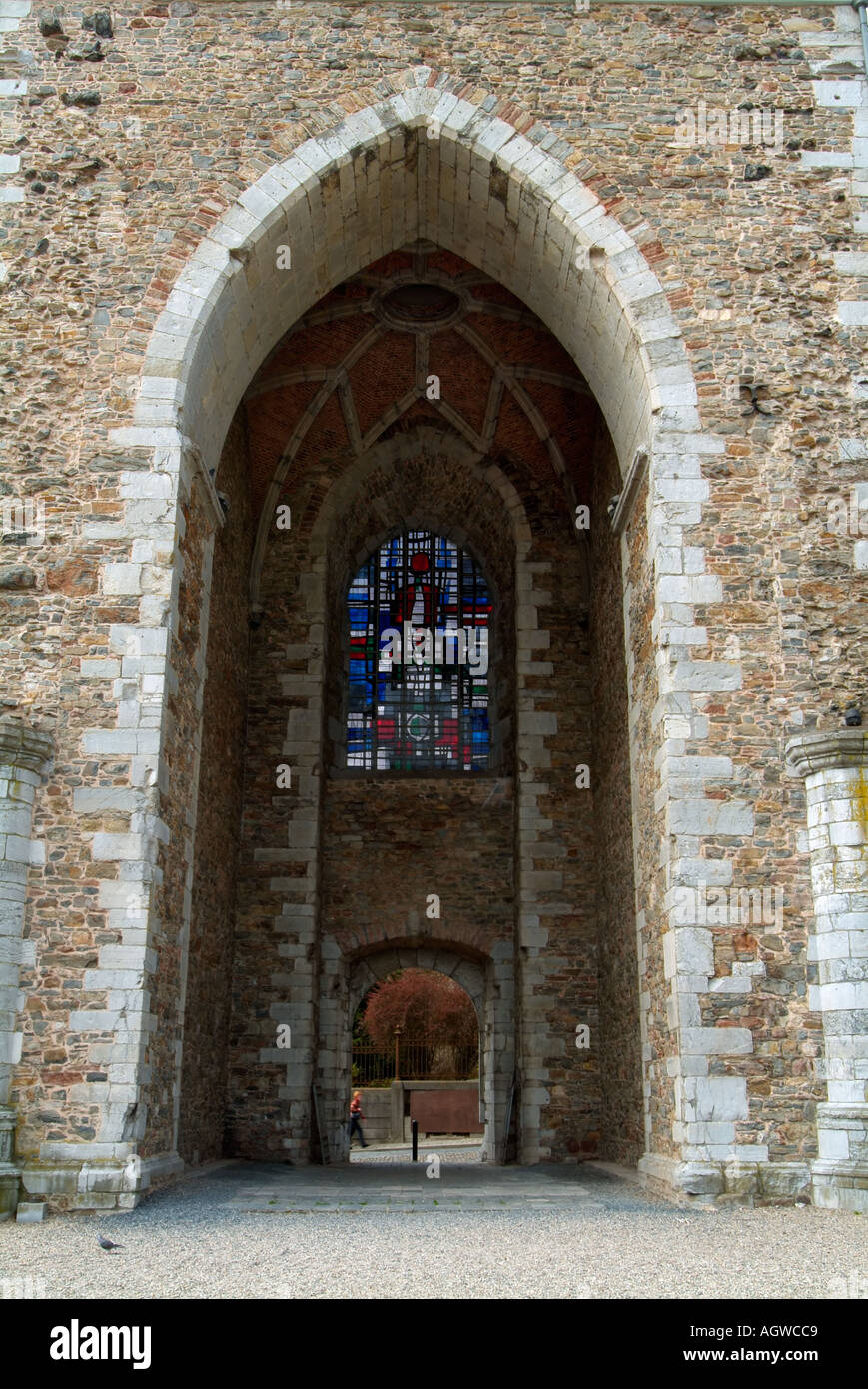 Romanesque tower L Abbaye de Stavelot Abbey Ardennes Belgium Stock ...
