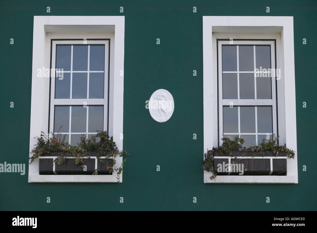 Traditional windows jersey channel islands Stock Photo - Alamy