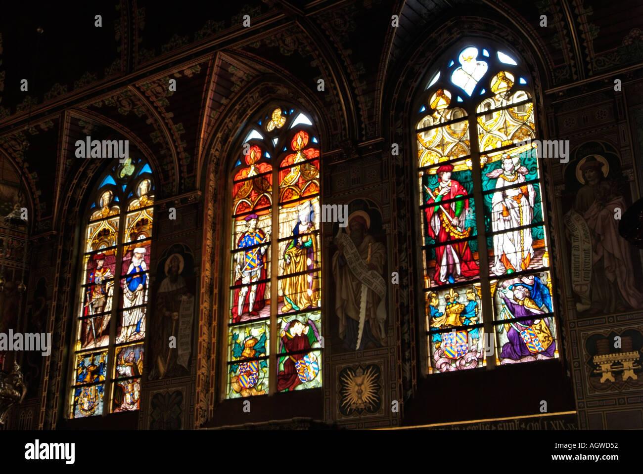 Stained glass windows Upper church of the Basilica of the Holy Blood ...