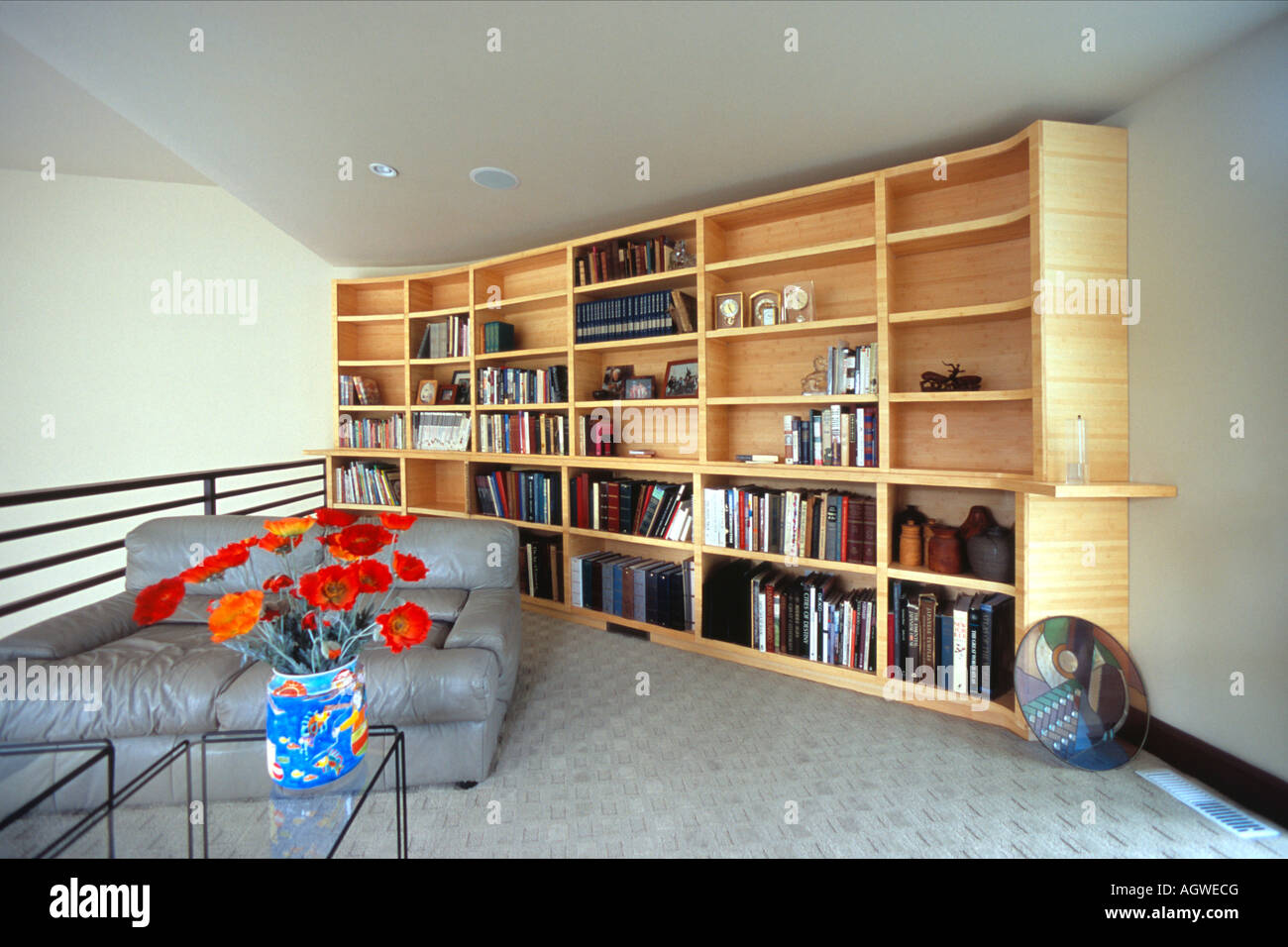 Bookcase in modern home Stock Photo - Alamy