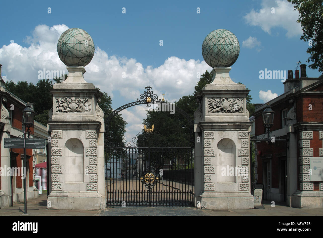 Entrance gates and piers to the Royal Naval College Greenwich London ...