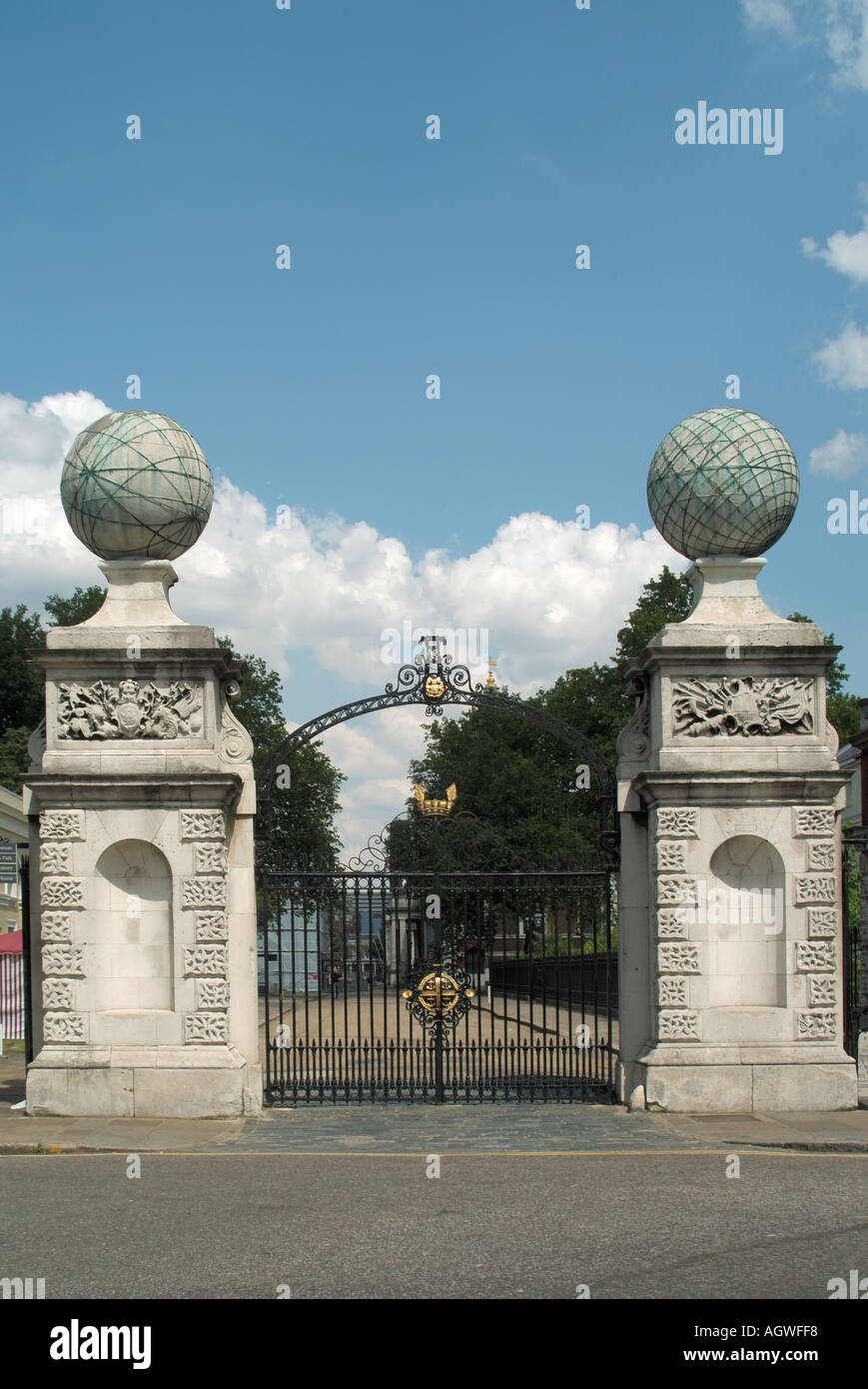 Greenwich entrance gates and piers to the Old Royal Naval College ...
