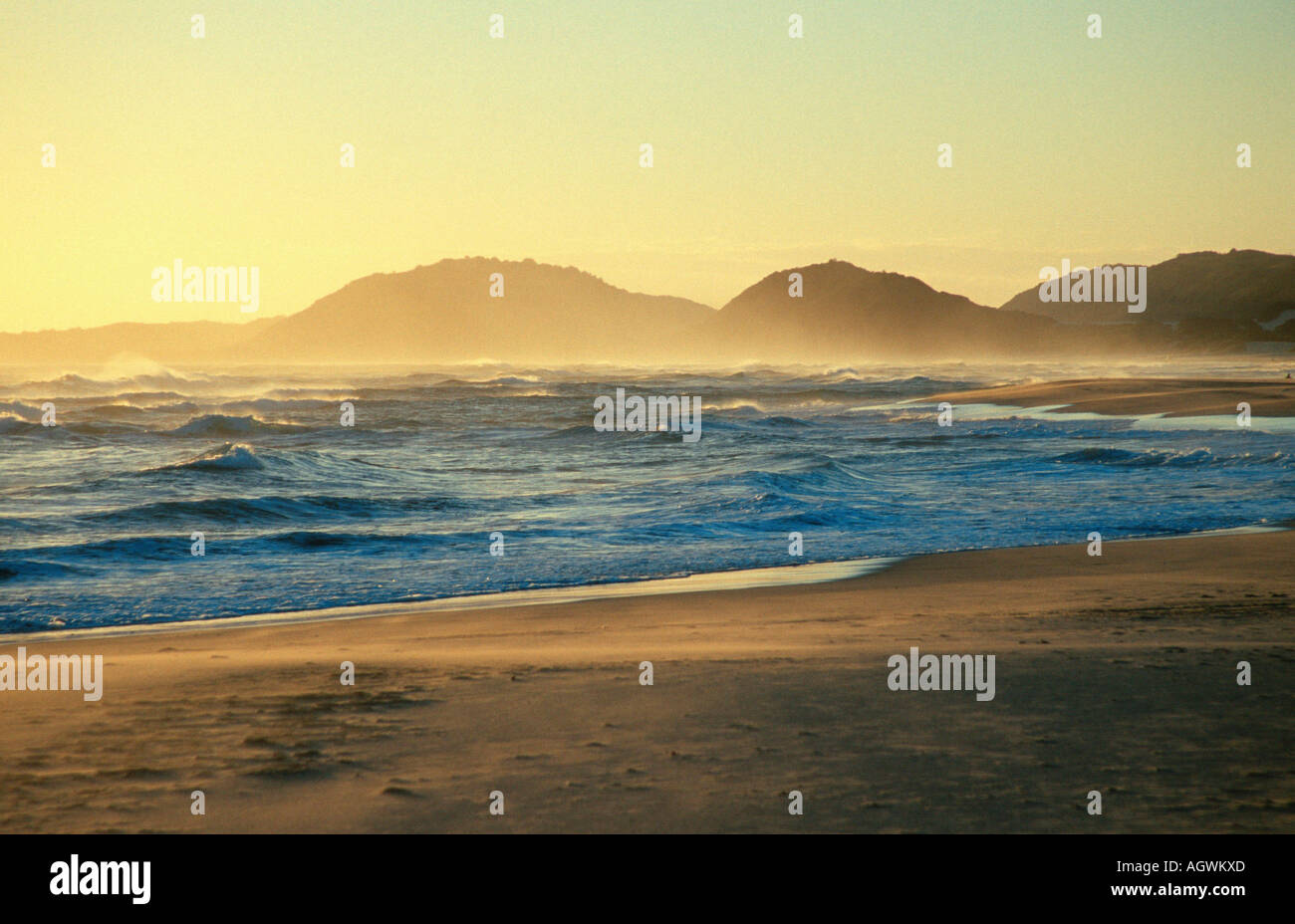 Beach and coast at sunset / Strand und Kueste bei Sonnenuntergang Stock ...