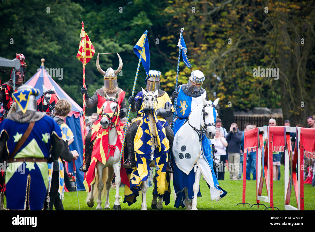 Medieval jousting knights on horseback at reenactment tournament Stock Photo - Alamy