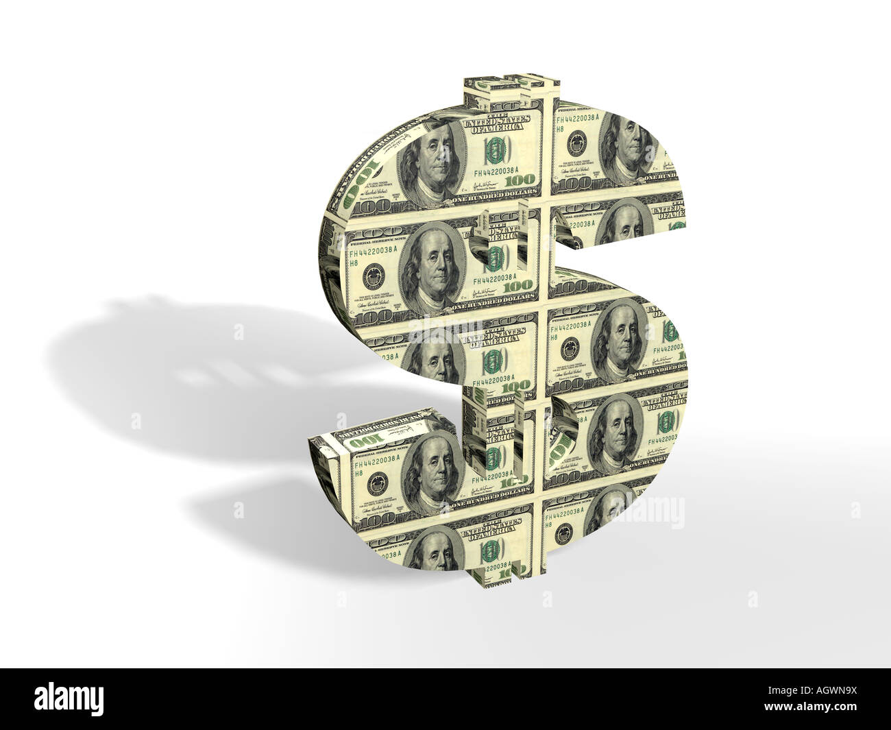 3D dollar sign painted into dollars note Stock Photo - Alamy