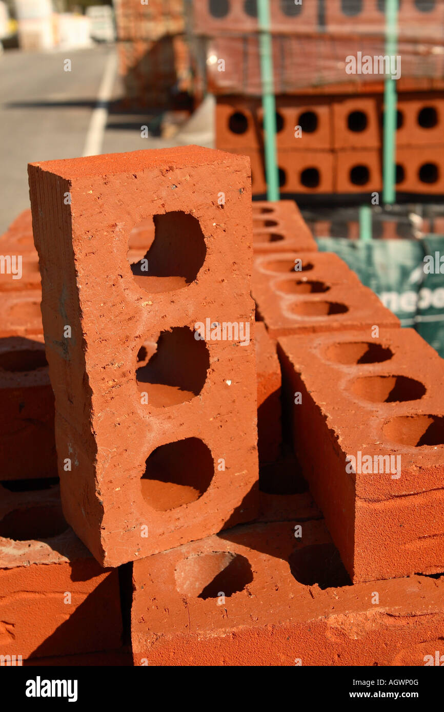 Building brick stack at builder merchant retail yard Stock Photo - Alamy