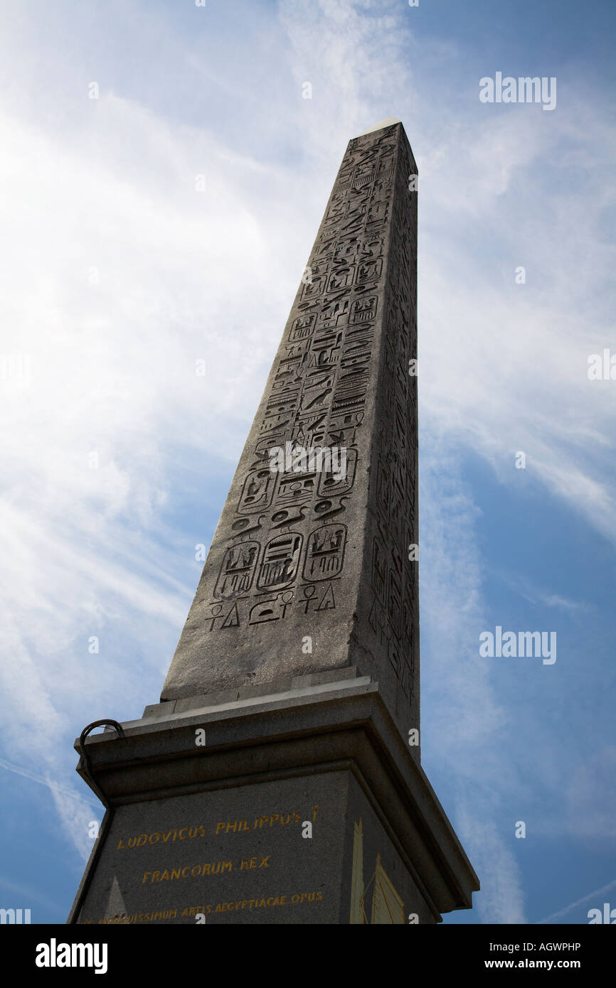 Obelisk of Luxor Monument at the Place de la Concorde, Paris Stock ...
