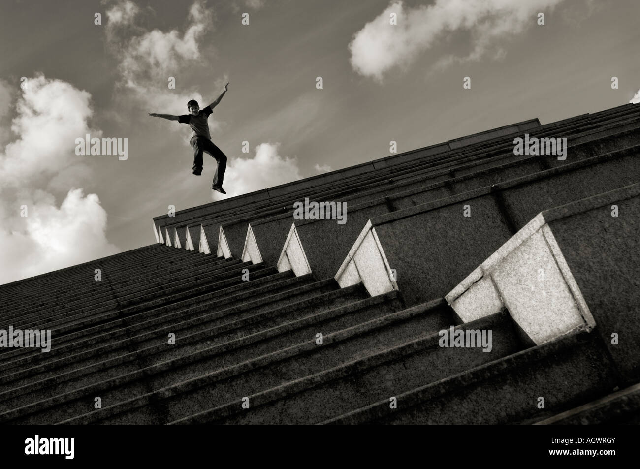 Jumping down stairs hi-res stock photography and images - Alamy
