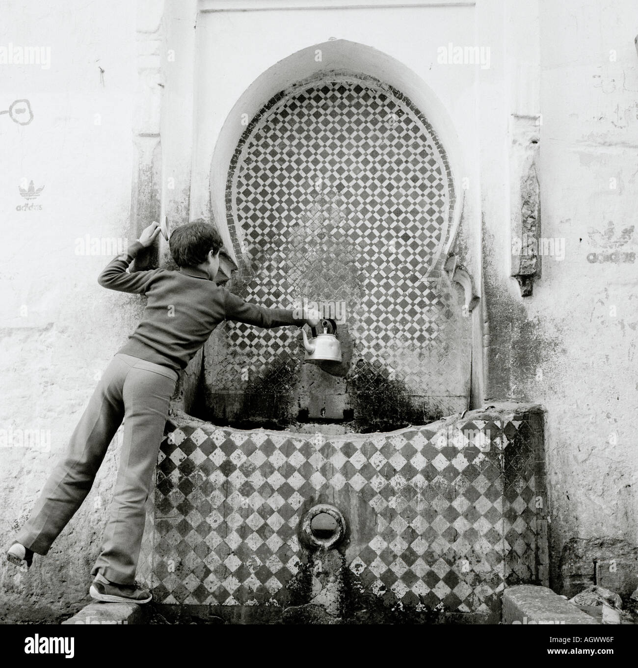 Public water fountain in the souk medina of Meknes in Morocco in the ...