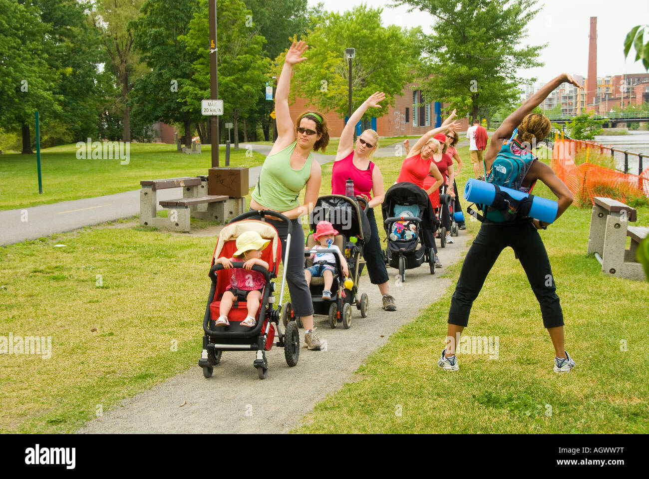 Canada Montreal Quebec Women enjoying a day of fitness activity with ...