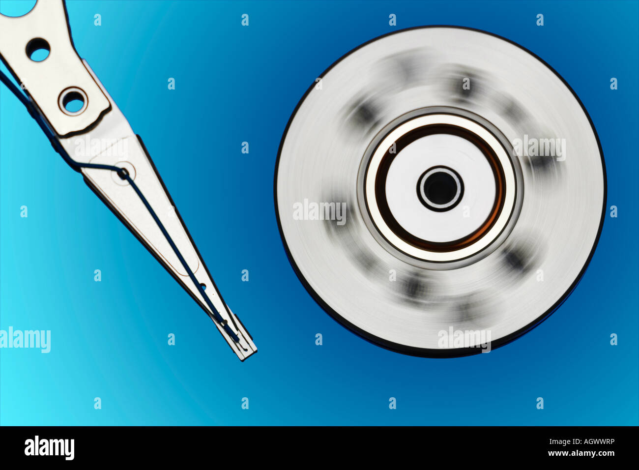 Computer hard drive with a spinning disc in blue Stock Photo - Alamy