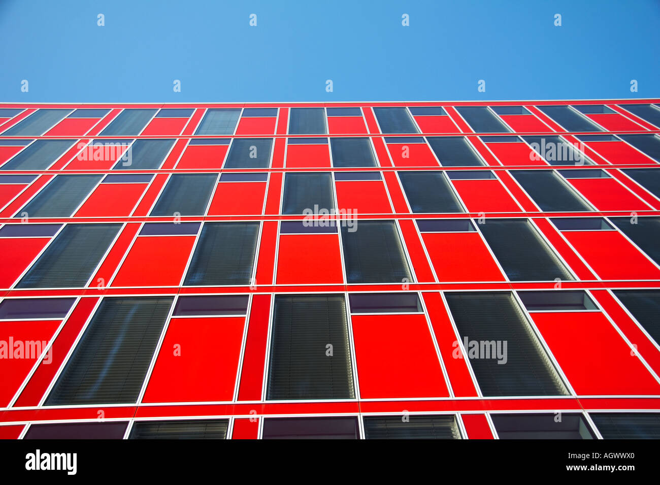 Red modern office building Stock Photo - Alamy
