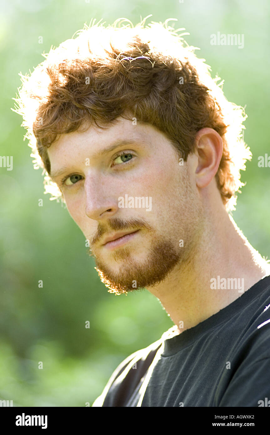 Red haired young man with goatee and mustache Stock Photo - Alamy