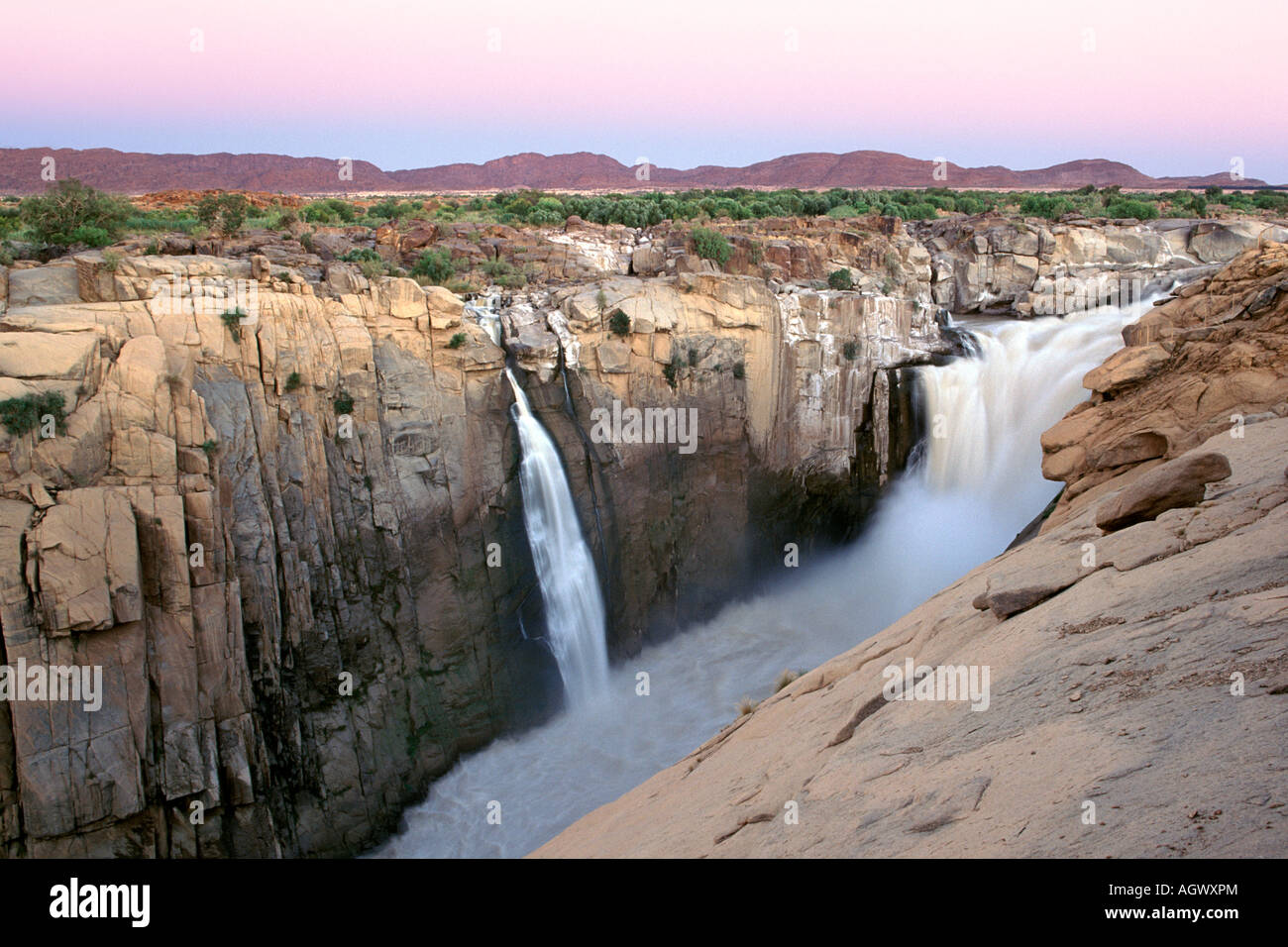 The 56-metre high Augrabies Falls on the Orange River in South Africa's ...