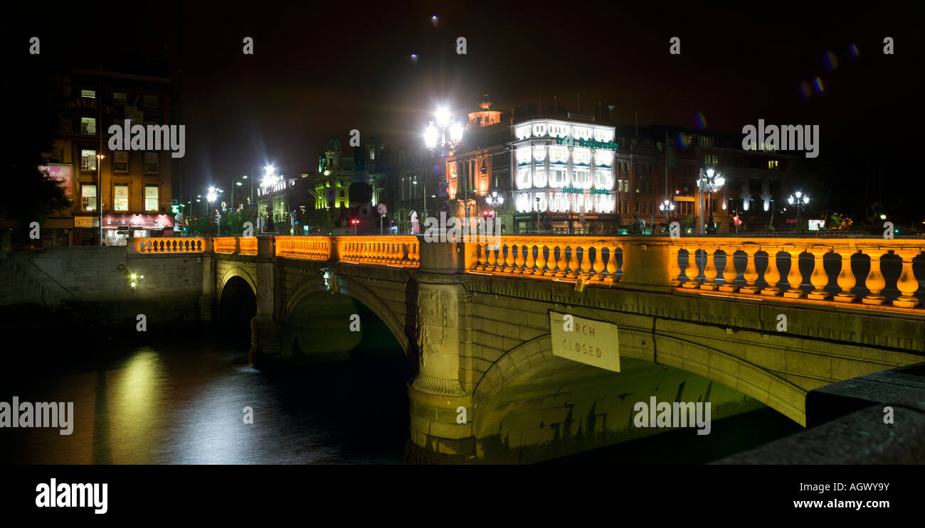night panorama of O'Connell Bridge, Dublin, Ireland Stock Photo - Alamy