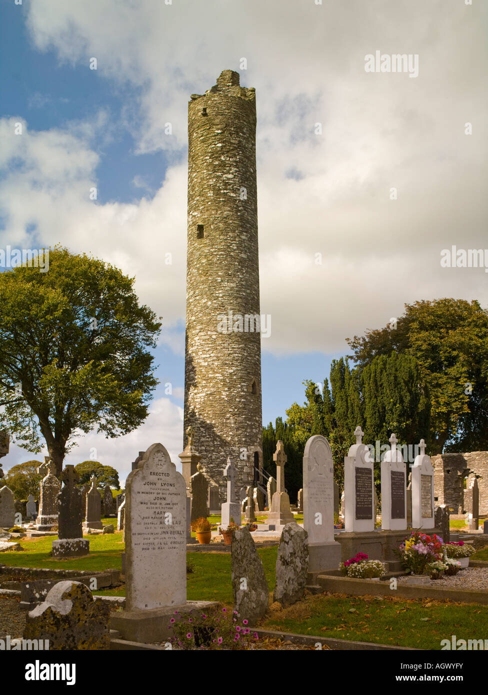 round tower, Monastery of Monasterboice, Ireland Stock Photo - Alamy