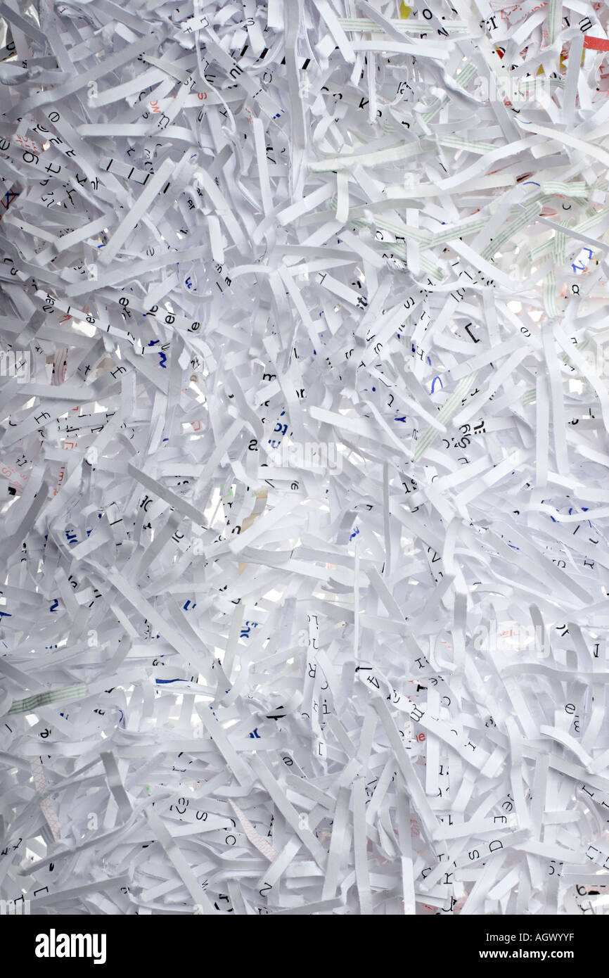 Shredded papers on white background - full frame Stock Photo - Alamy
