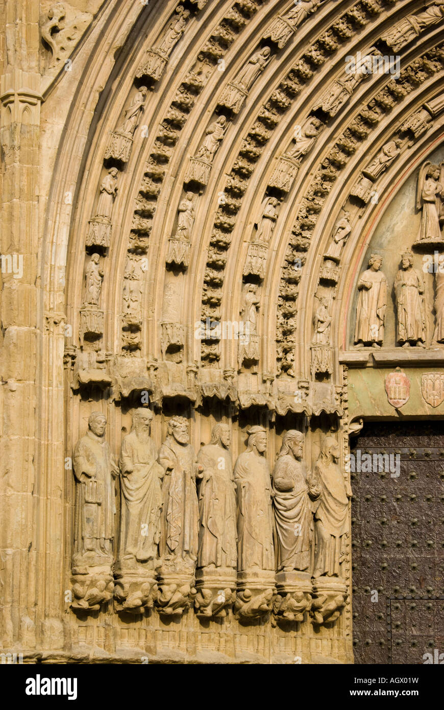 detail of west door, Huesca Cathedral (Catedral de la Transfiguración ...