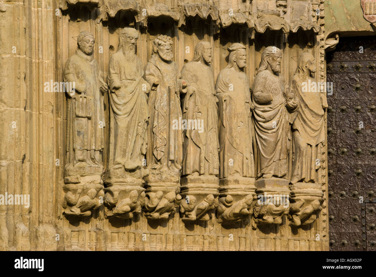 detail of west door, Huesca Cathedral (Catedral de la Transfiguración ...