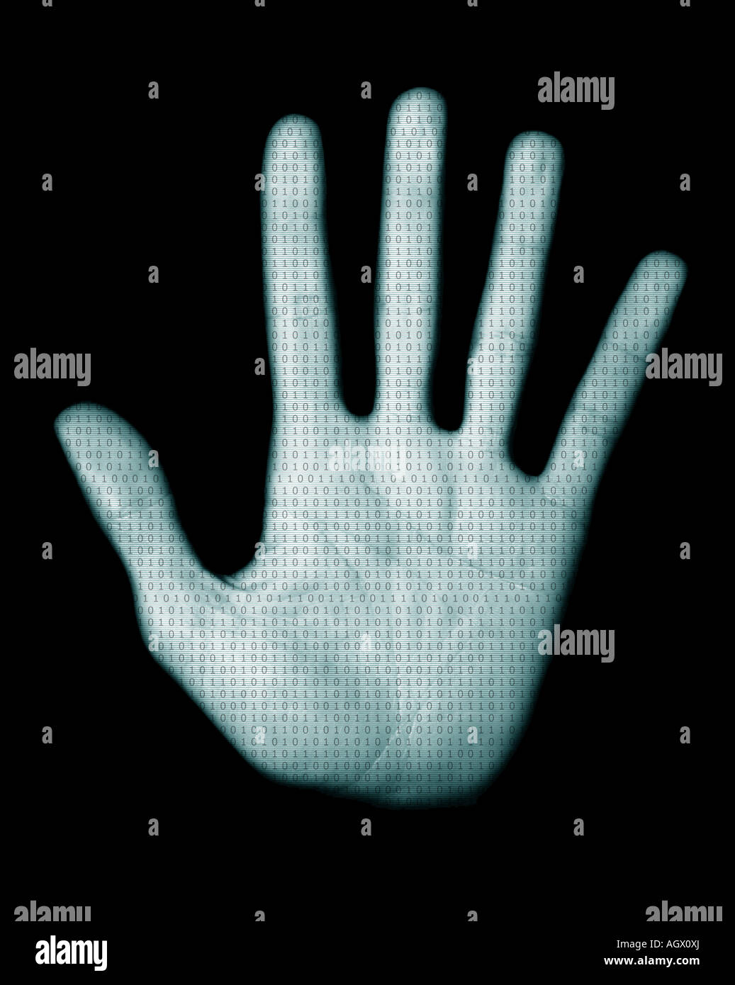 Photo of a palm print identification scan Stock Photo - Alamy