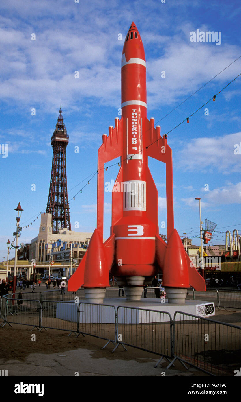 Thunderbird 3 and Blackpool Tower Blackpool Lancashire England Stock ...
