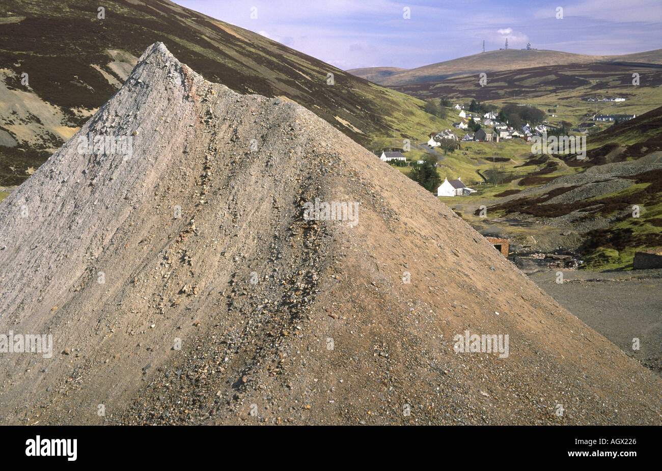 Wanlockhead old mining village in Lowther Hills slag heap from ...