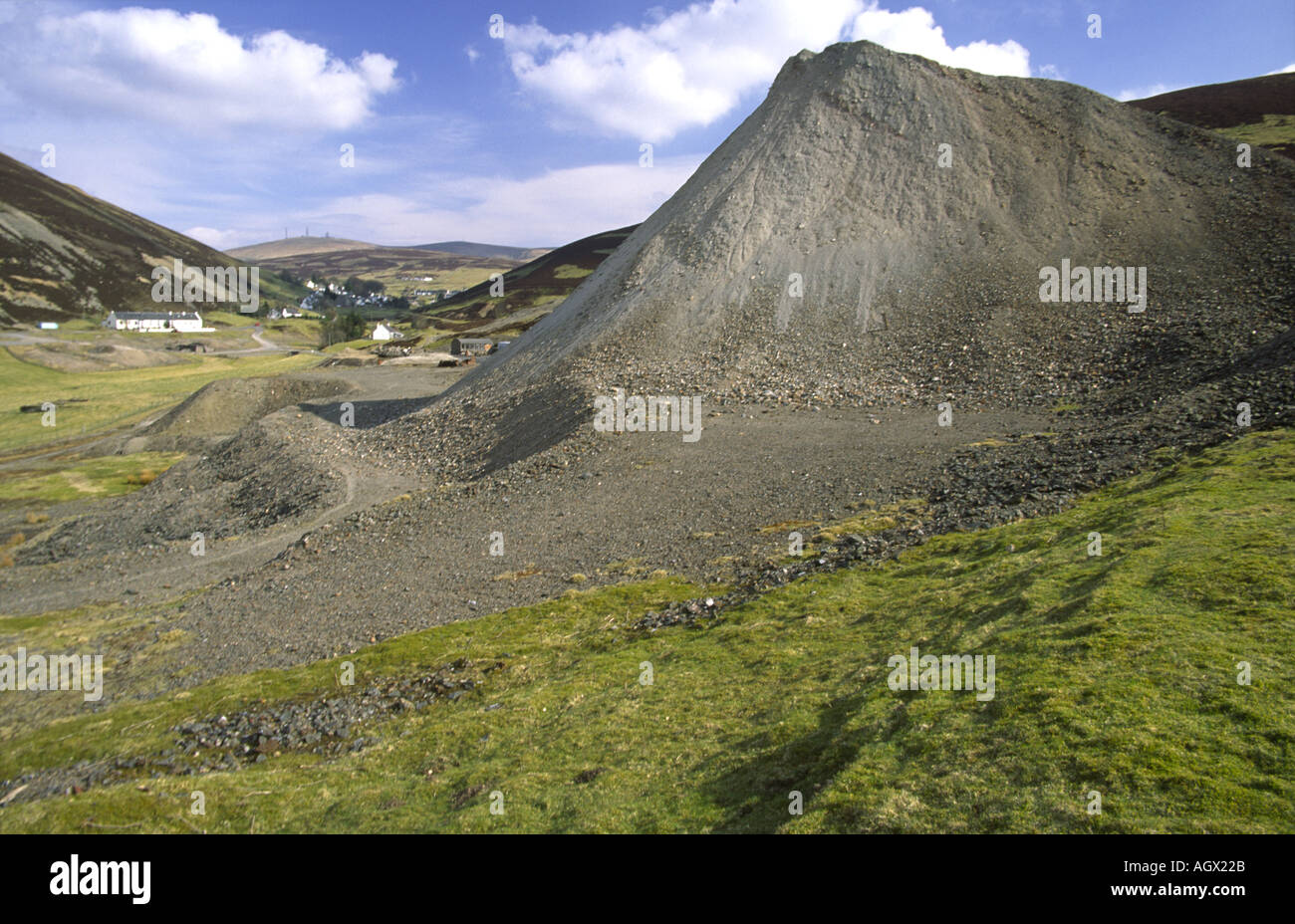 Wanlockhead redundant mining village in Lowther Hills slag heap from ...