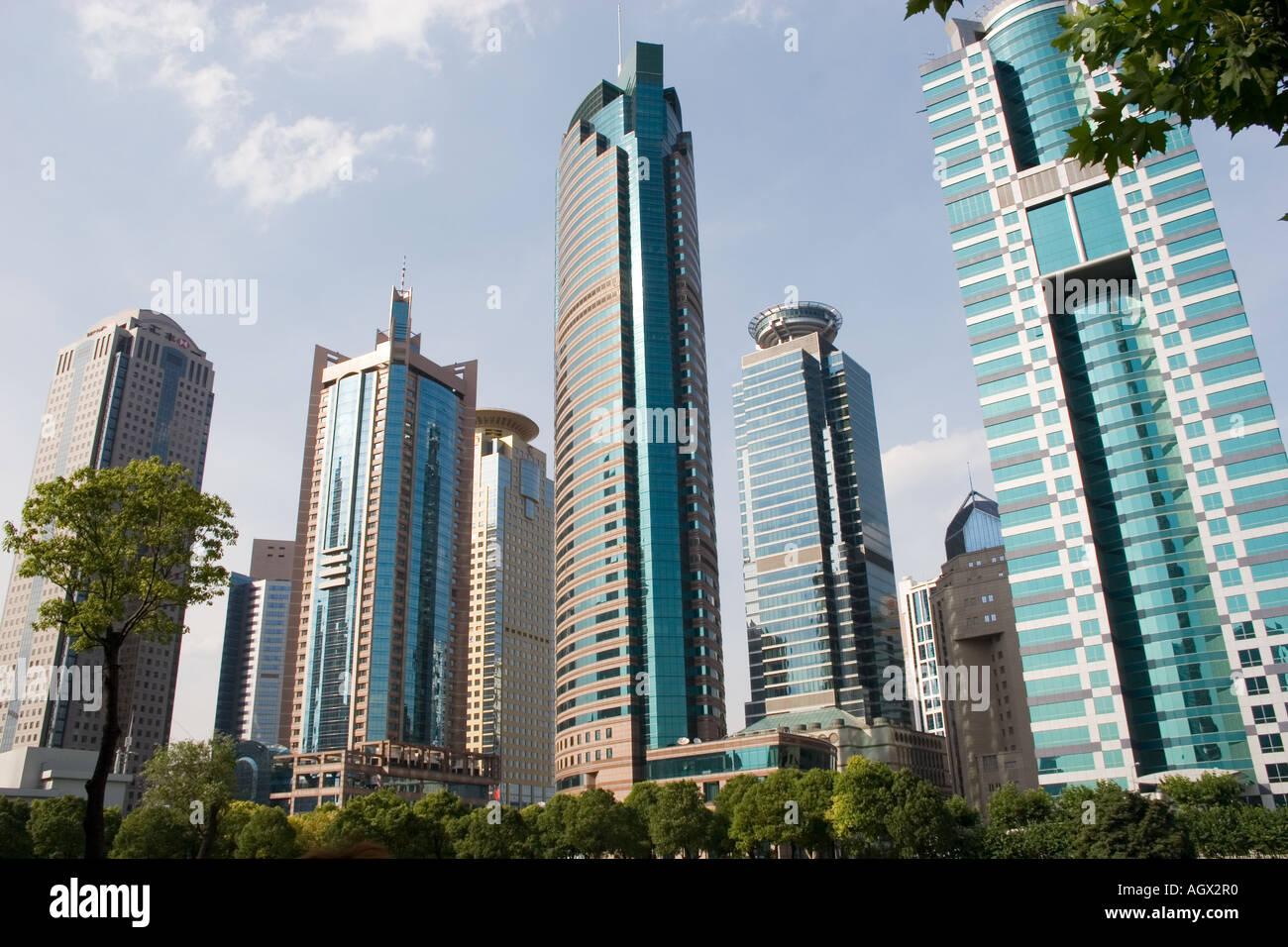 Lu Jia Zui financial district. This series of glass buildings in Pudong ...